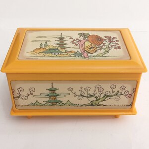 Small Orange Music Box With Ballerina Made in Japan Circa 1980s Lady ...