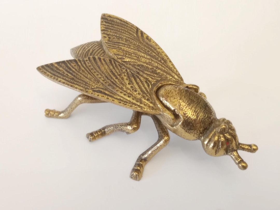 Large Bronze Fly Ashtray Circa 1950 Spain Brass Insect Ashtray or ...