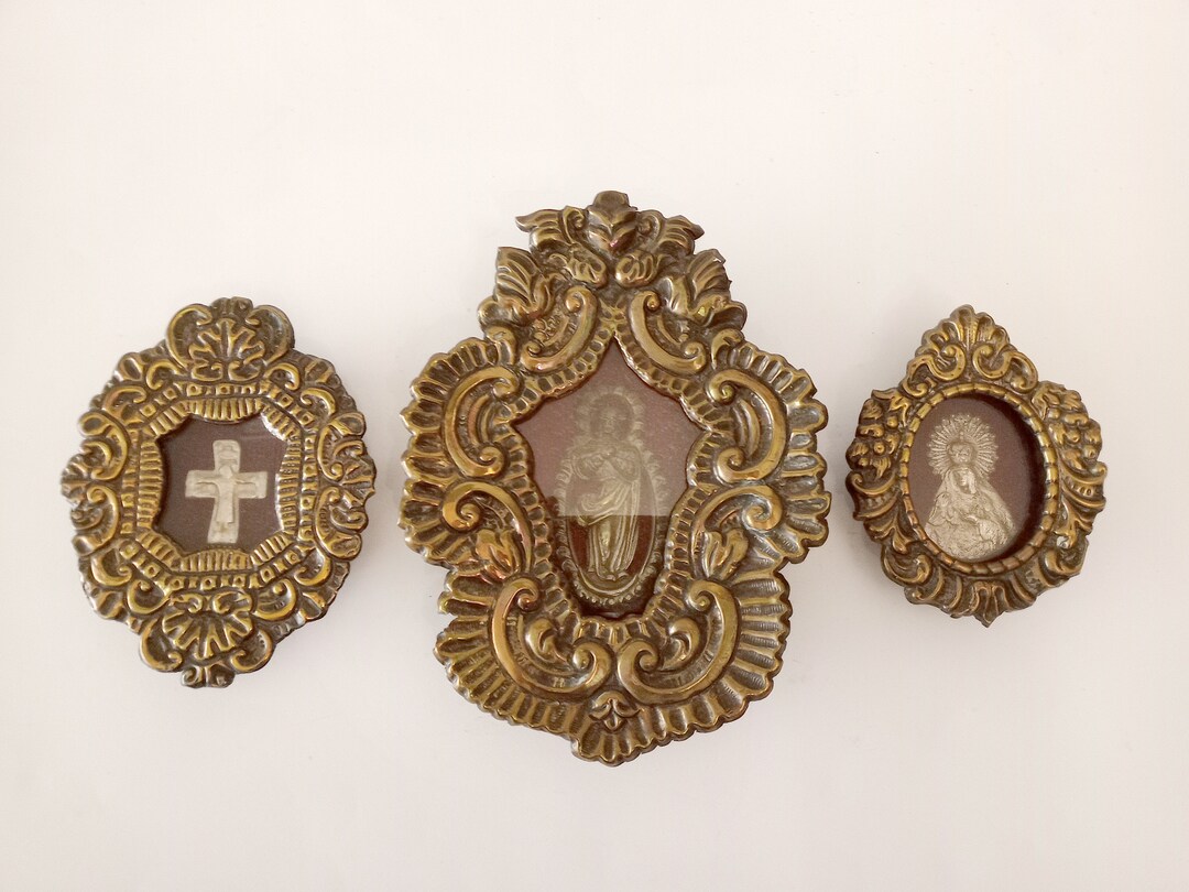 Antique Spanish Reliquary Set of Three Reliquaries With Glass and ...