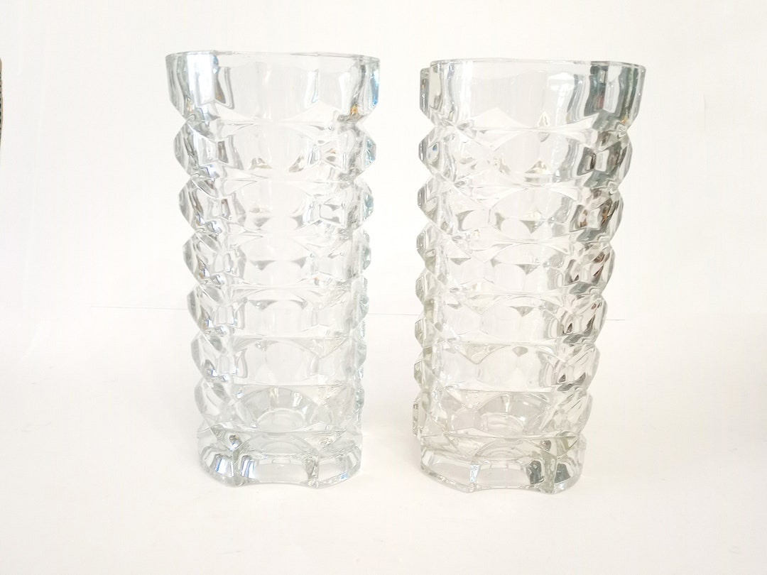 Beautiful Pair of Mcm Vases With Raised Geometric Design Made in France ...