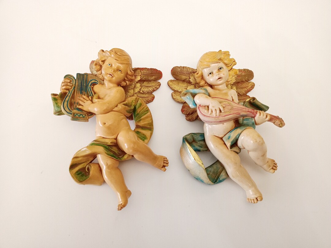 Pair of Vintage Italian Angels or Cherubs Wall Hanging Decor From 1984 ...