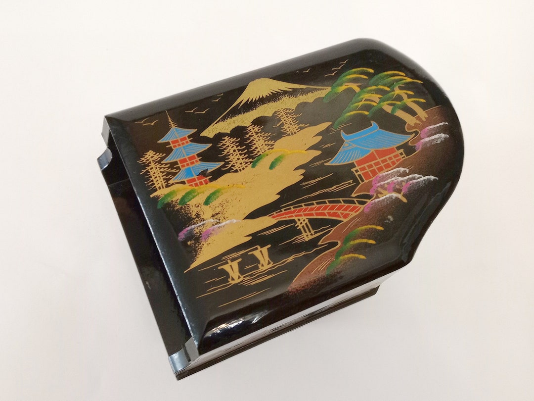 Vintage Japanese Black Lacquered Piano Music Box With Ballerina Circa ...
