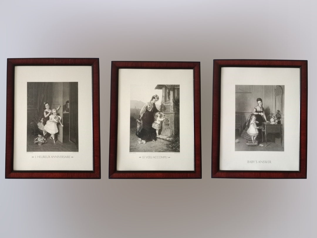 Three Large Black and White Lithographs Circa 1970 Framed French ...