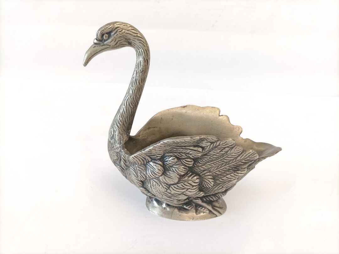 Vintage Metal Swan Centerpiece Circa 1960 Large Swan Flower Holder ...