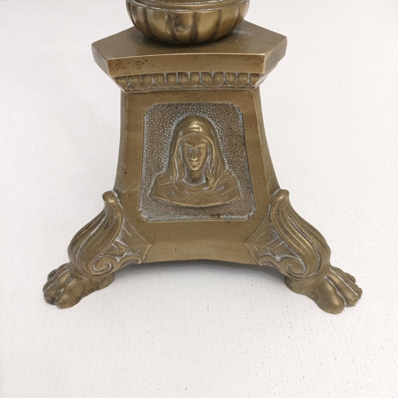 Antique Bronze Church Candlestick With Images of Jesus Mary and Joseph ...