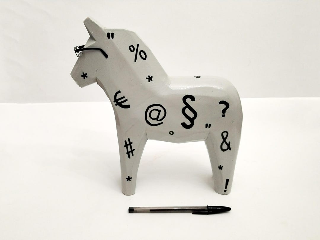 Ikea Dala Horse Figurine White Wooden Folk Art With Eyeglasses Extra ...