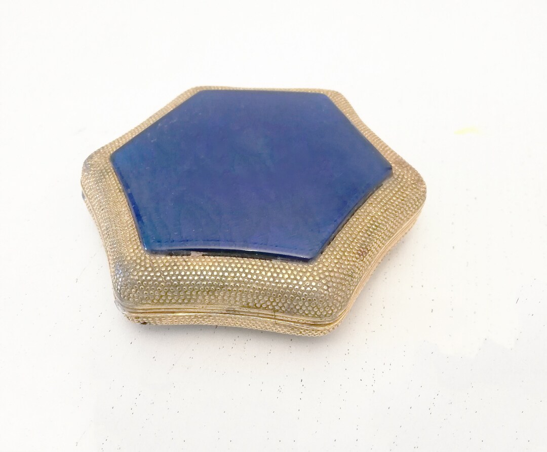 CHRISTIAN DIOR Compact Powder Make up Gilded Metal and Blue Enamel by ...