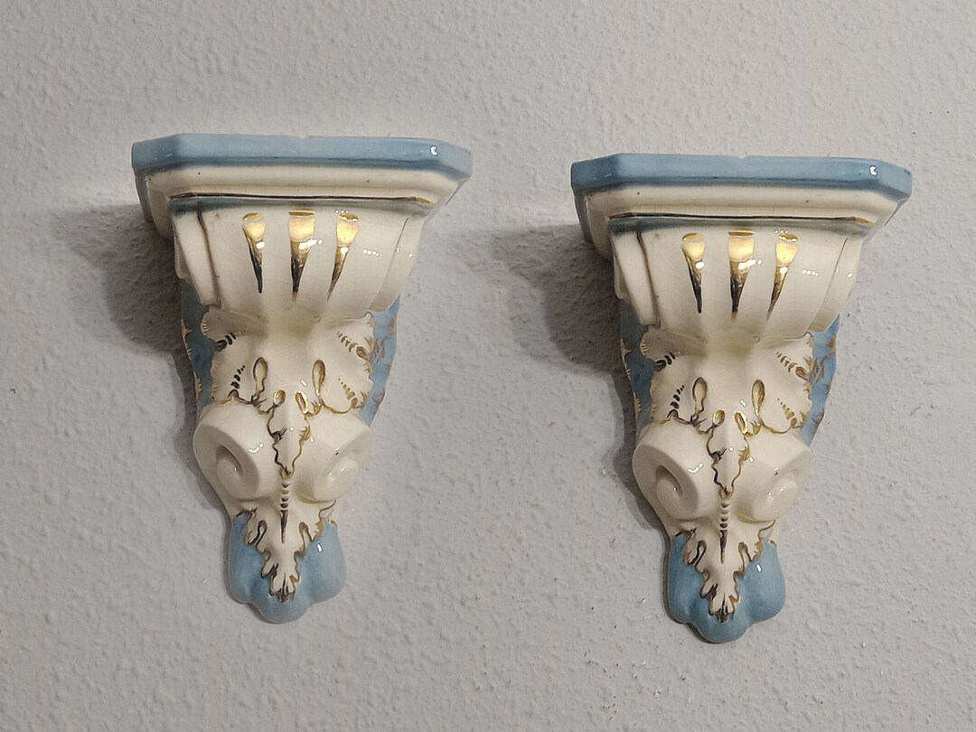 Antique Pair of Handmade Ceramic Corbels Circa 1920s Signed Hand ...