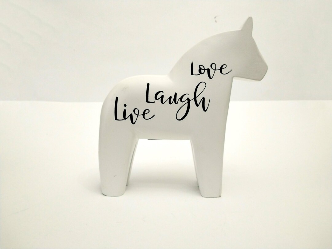 Ikea Large White Dala Horse Love Laugh Live Circa 2000 Made in Sweden ...