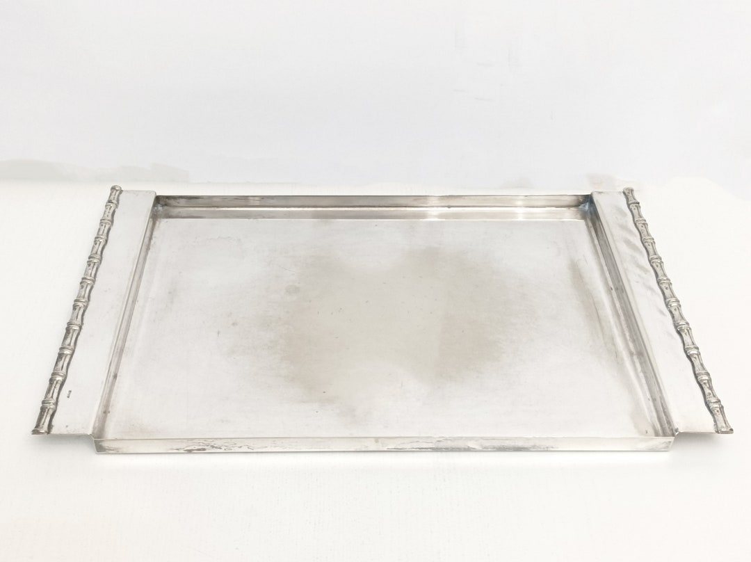 Vintage Alpaca or German Silver Tray With Bamboo Design on the - Etsy