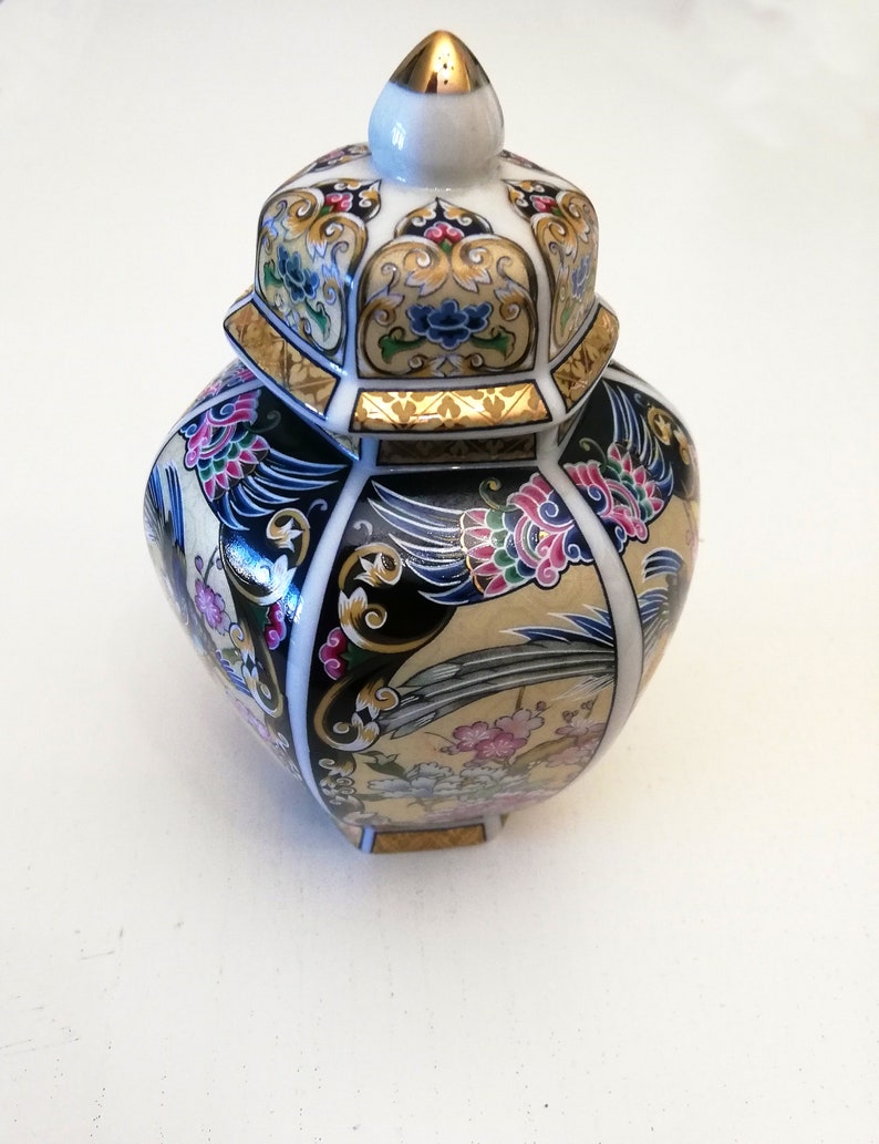 Japanese Black and Gold Porcelain Vase With Flowers and Birds - Etsy