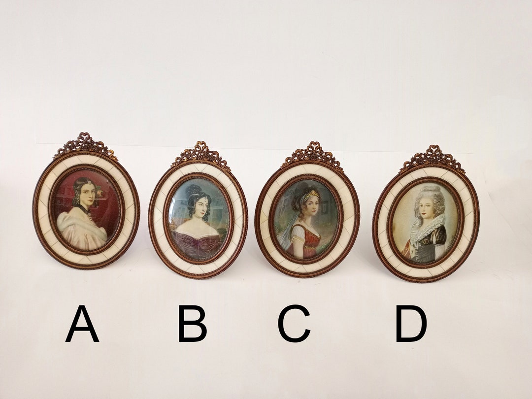 Four Miniature Portraits of Ladies of Nobility Circa 1900 Hand Painted ...