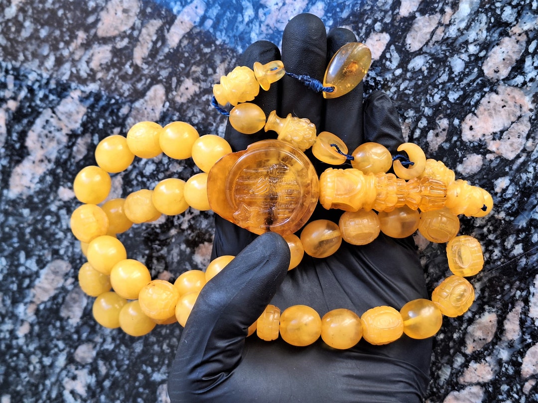 120 Gr Antique Baltic Amber Prayer Beads Rosary Tasbih Kehribar Misbaha ...