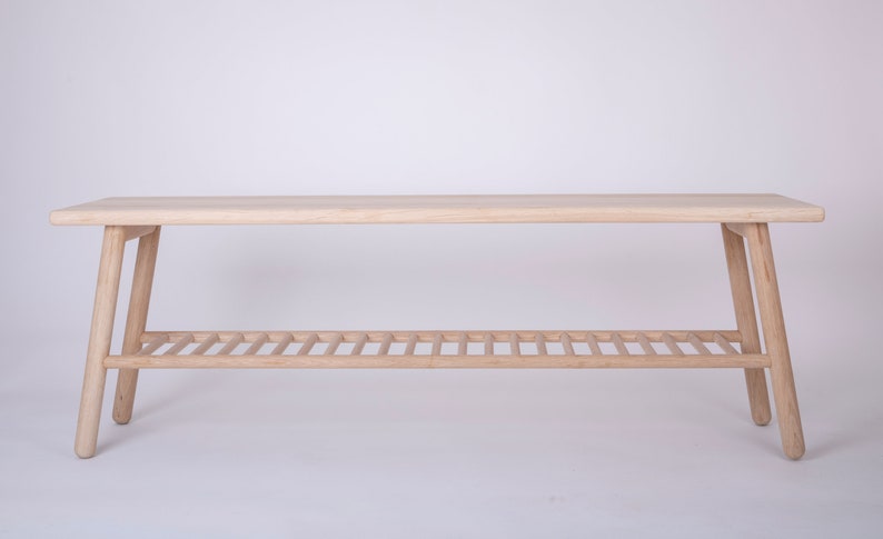 Slatted White Oak Entryway Bench - Etsy