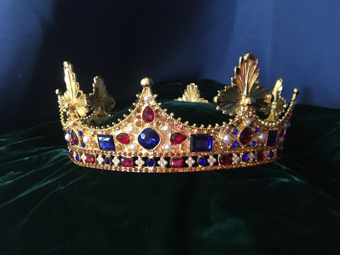Ducal Medieval Gold Crown Metal King Queen Coronet Pearls Gems - Etsy