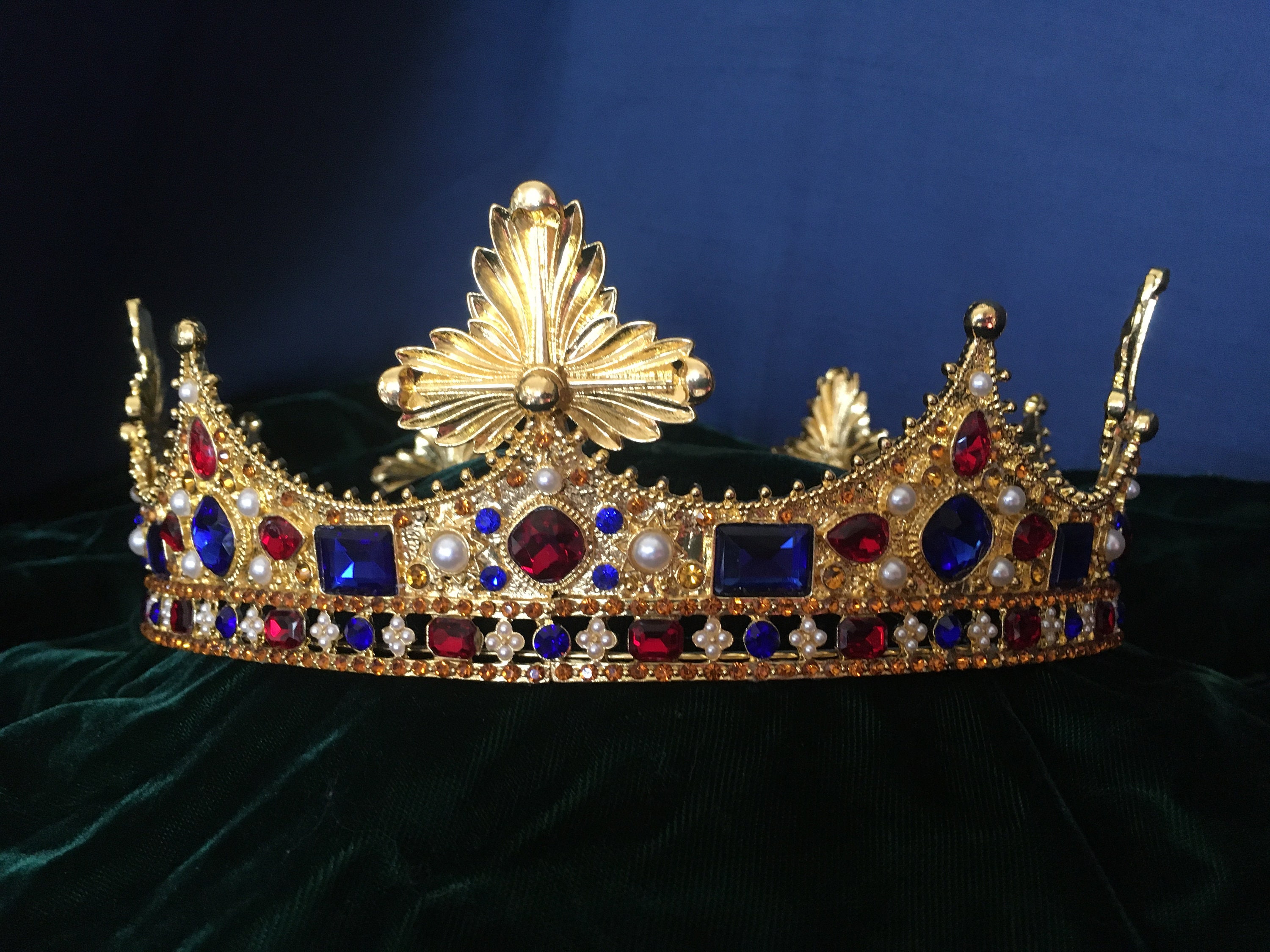 Ducal Medieval Gold Crown Metal King Queen Coronet Pearls Gems ...