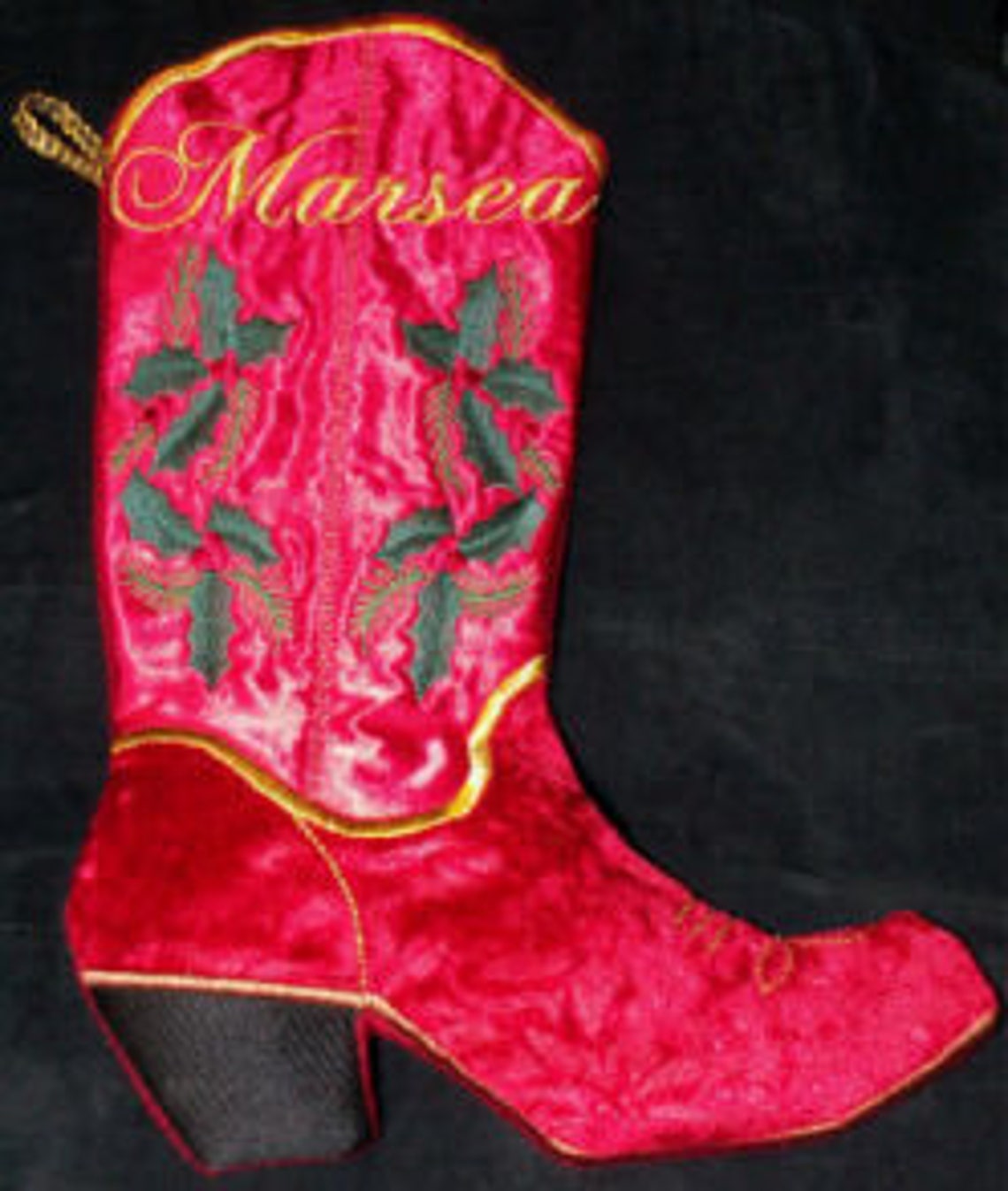 Handmade Custom Embroidered Cowboy Boot Christmas Stocking | Etsy