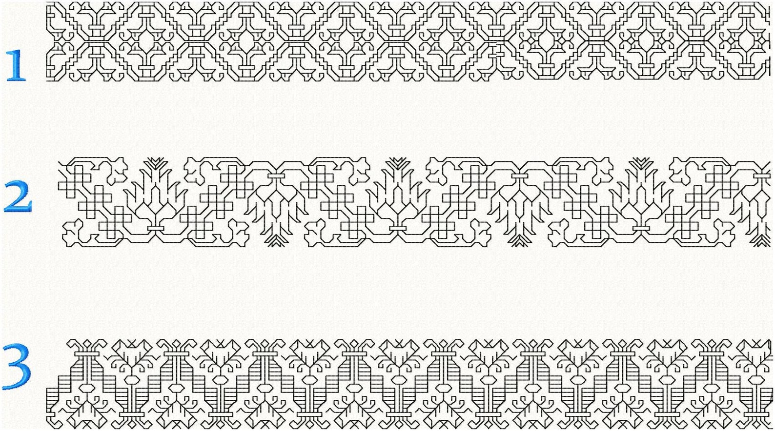 46 Inch Long Strip of Machine Embroidered Blackwork Embroidery on Linen ...