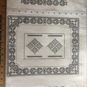 Italian Embroidered Blackwork Square Collar and Cuffs Knotwork - Etsy