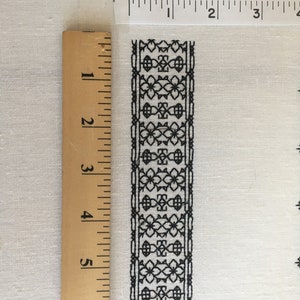 46 Inch Long Strip of Machine Embroidered Blackwork Embroidery on Linen ...