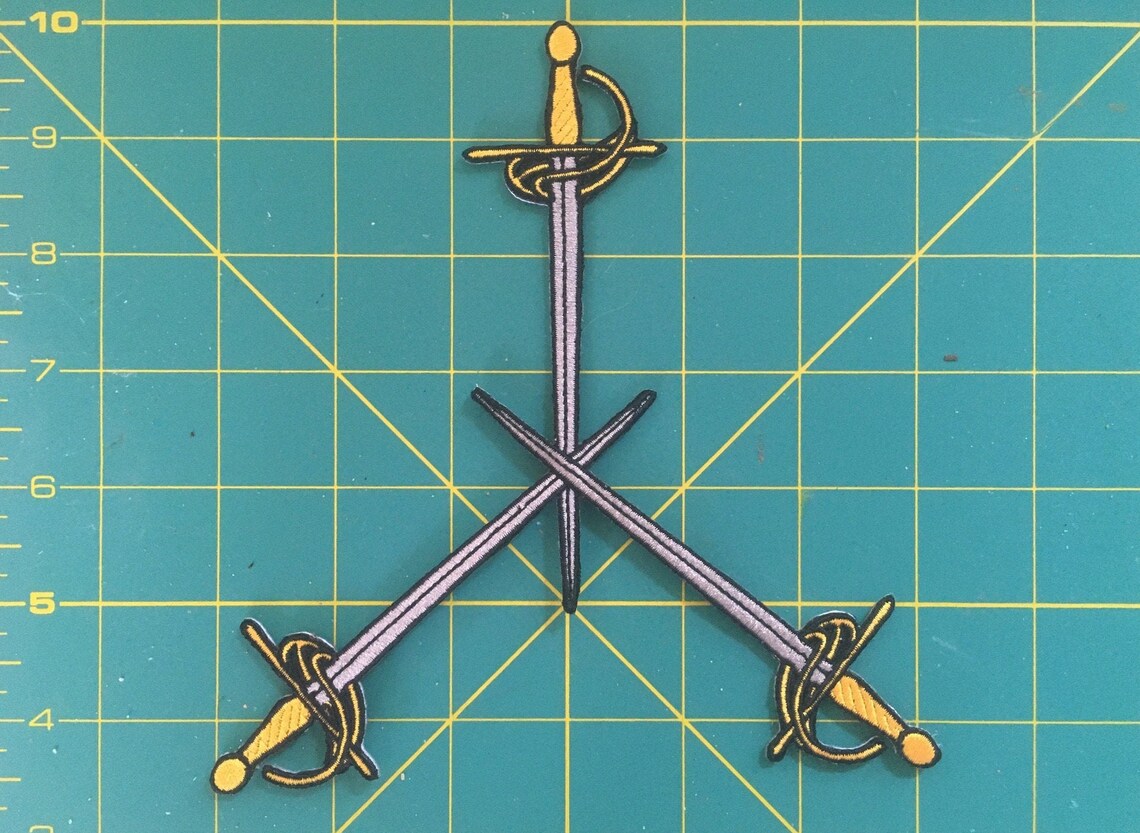 3 Crossed Swords Embroidered Iron on Patch Master of Defense - Etsy