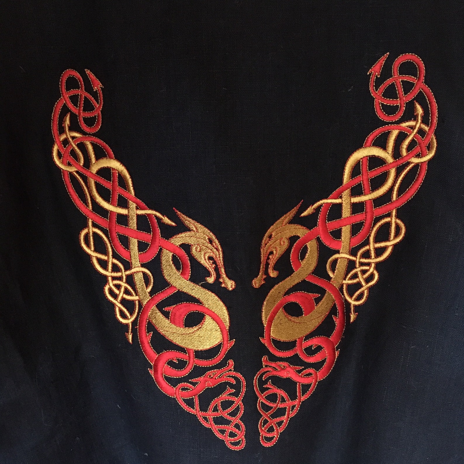 Embroidered Celtic Norse Viking Dragon Piece for Collar | Etsy