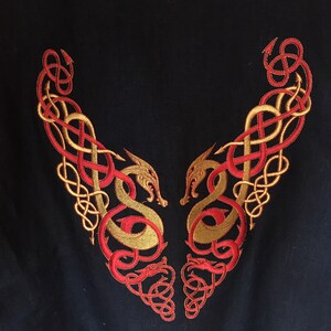 Embroidered Celtic Norse Viking Dragon Piece for Collar, Personalized ...