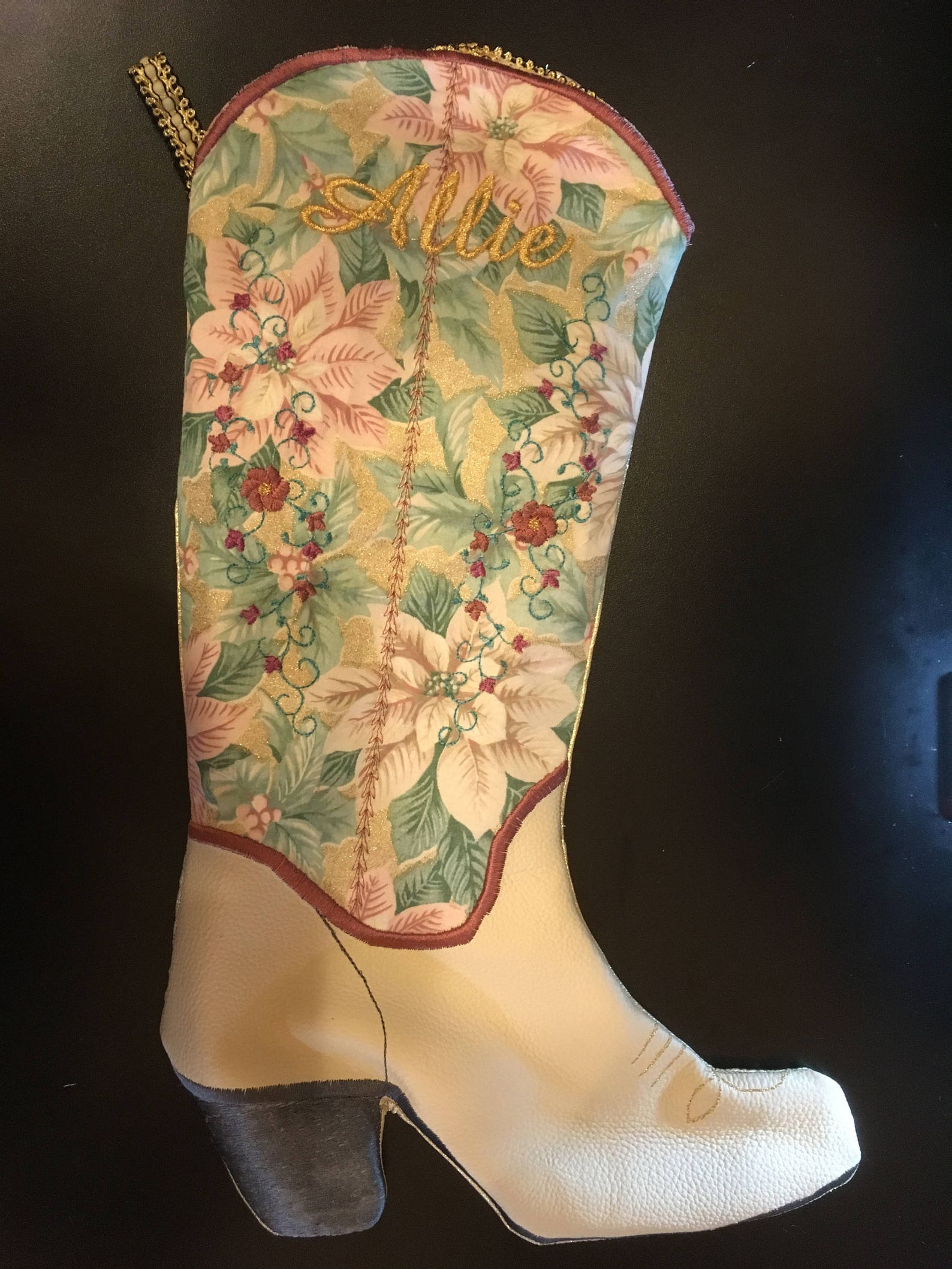 Handmade Custom Embroidered Cowboy Boot Christmas Stocking - Etsy