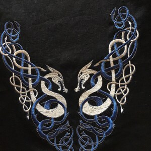 Embroidered Celtic Norse Viking Dragon Piece for Collar, Personalized ...