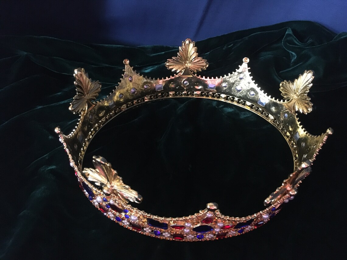 Ducal Medieval Gold Crown Metal King Queen Coronet Pearls Gems - Etsy