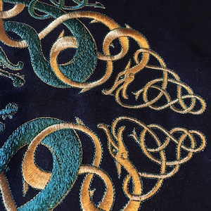 Embroidered Celtic Norse Viking Dragon Piece for Collar, Personalized ...