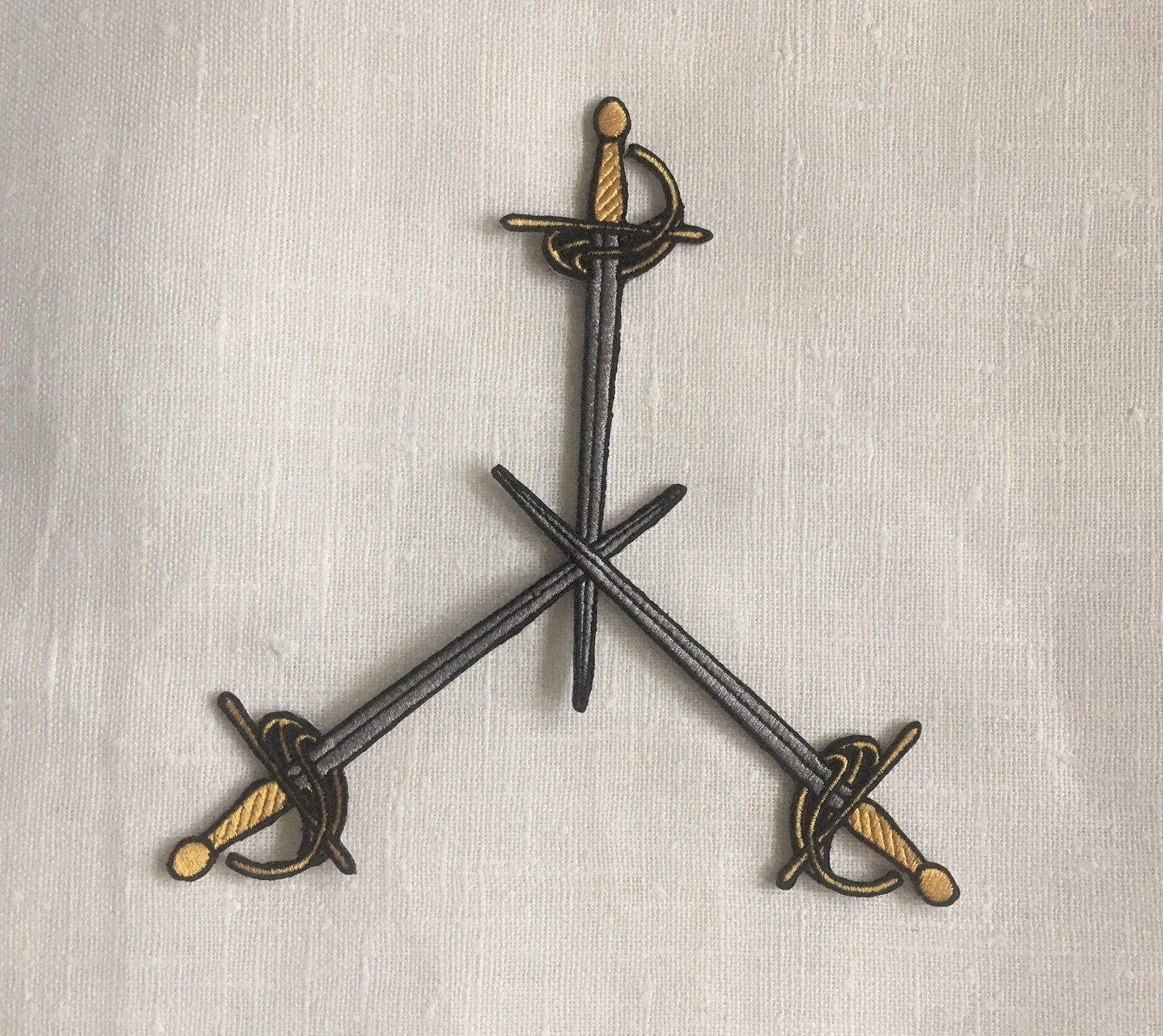 3 Crossed Swords Embroidered Iron on Patch Master of Defense - Etsy