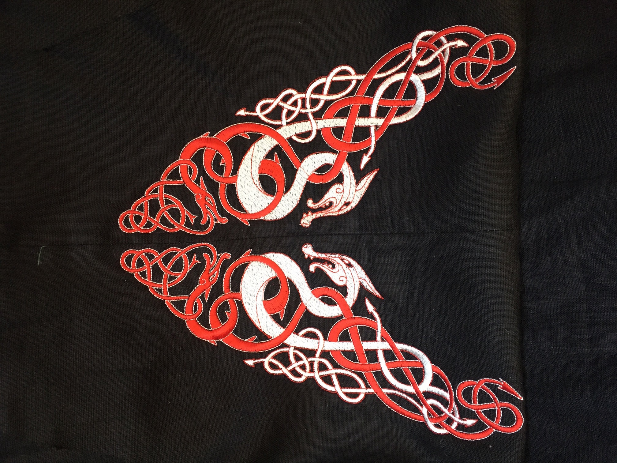 Embroidered Celtic Norse Viking Dragon Piece for Collar, Personalized ...