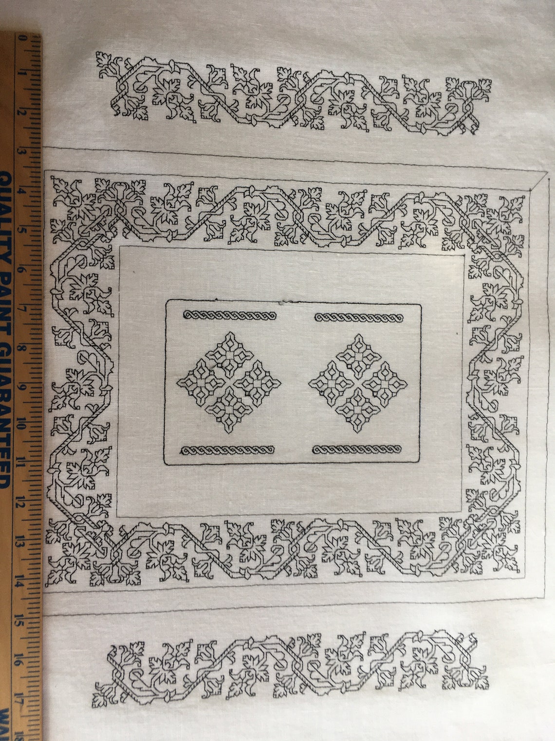 Italian embroidered blackwork square collar and cuffs | Etsy