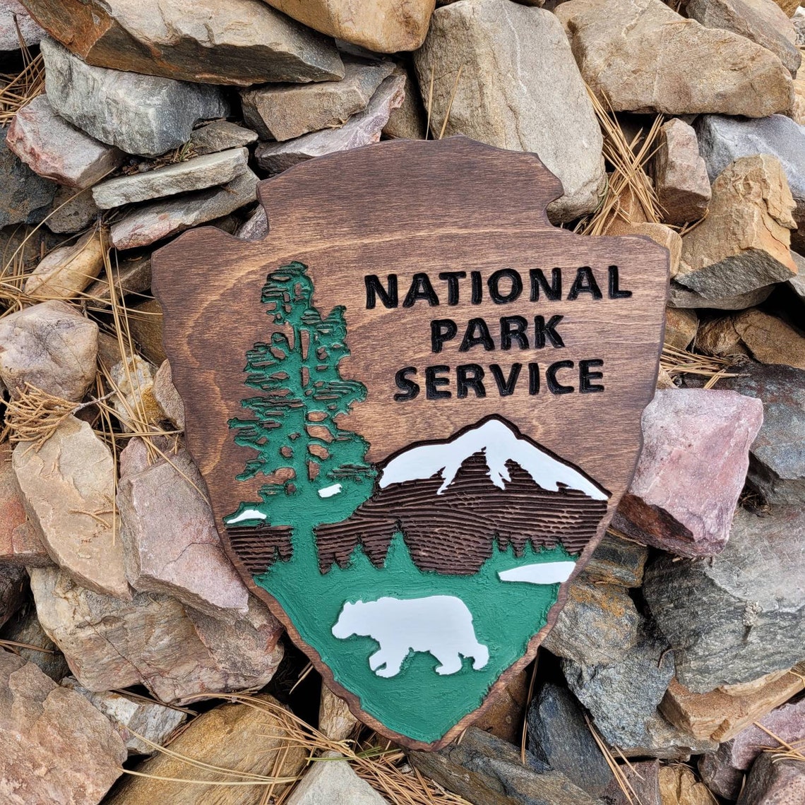 Wood Carved National Park Service Sign With Bear - Etsy