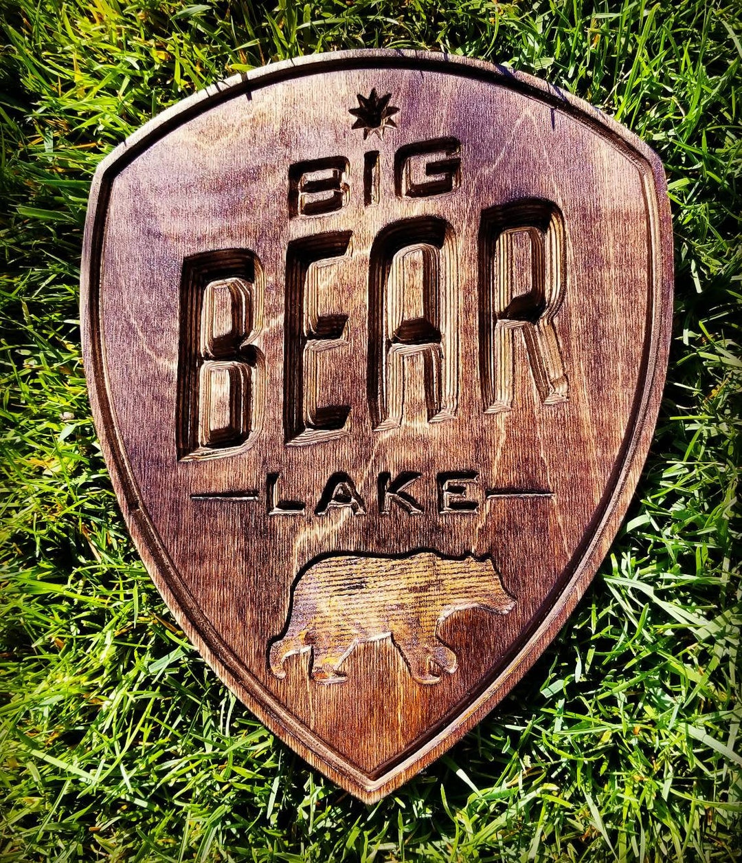 Big Bear Lake Shield Sign Wood Carved - Etsy