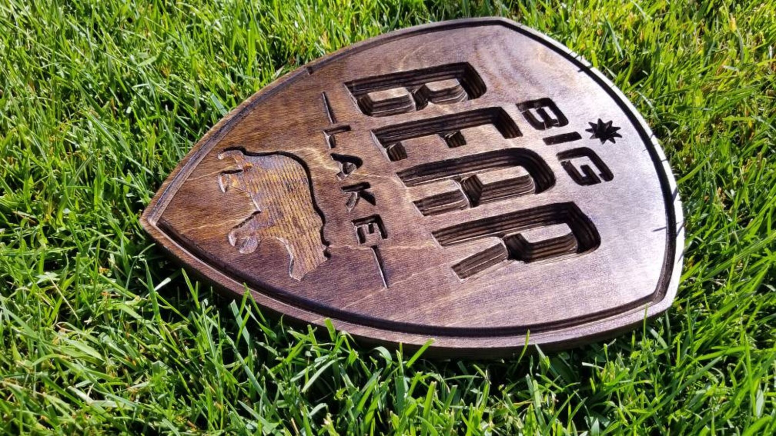 Big Bear Lake Shield Sign Wood Carved - Etsy