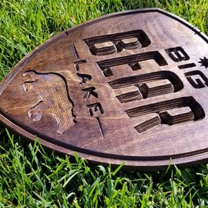 Big Bear Lake Shield Sign Wood Carved - Etsy