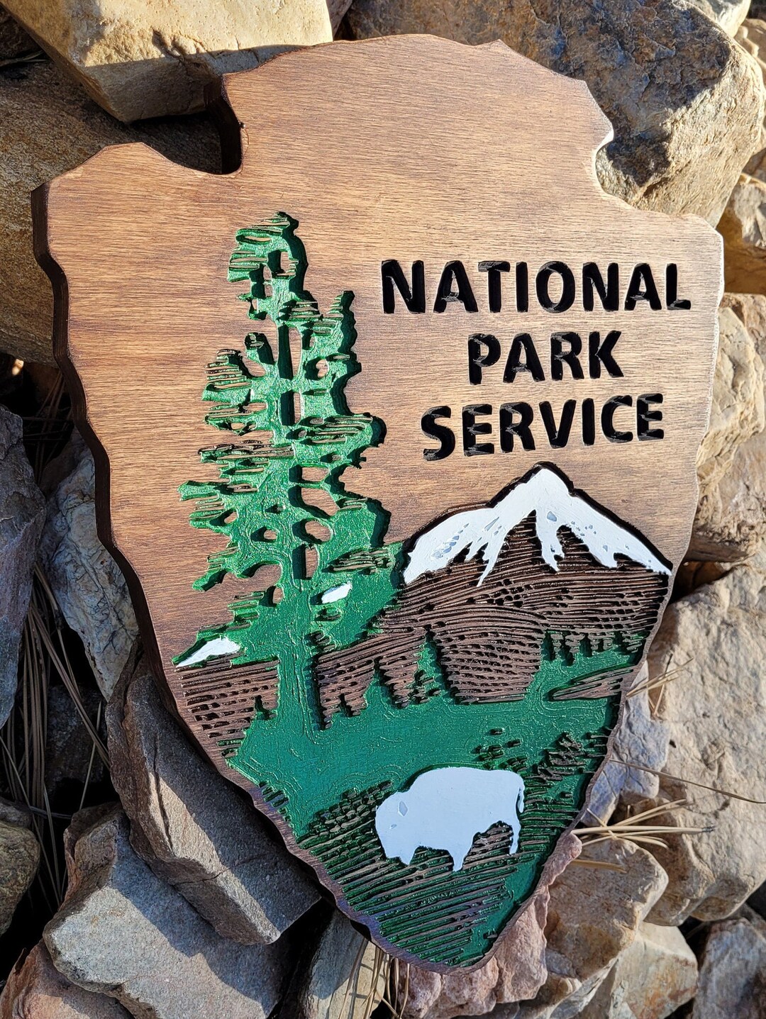 National Park Service Arrowhead 3d Wood Carved and Hand Painted - Etsy