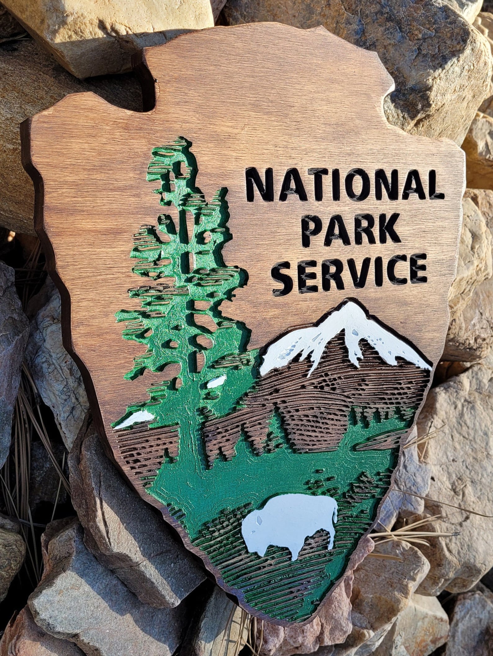 National Park Service Arrowhead 3d Wood Carved and Hand - Etsy