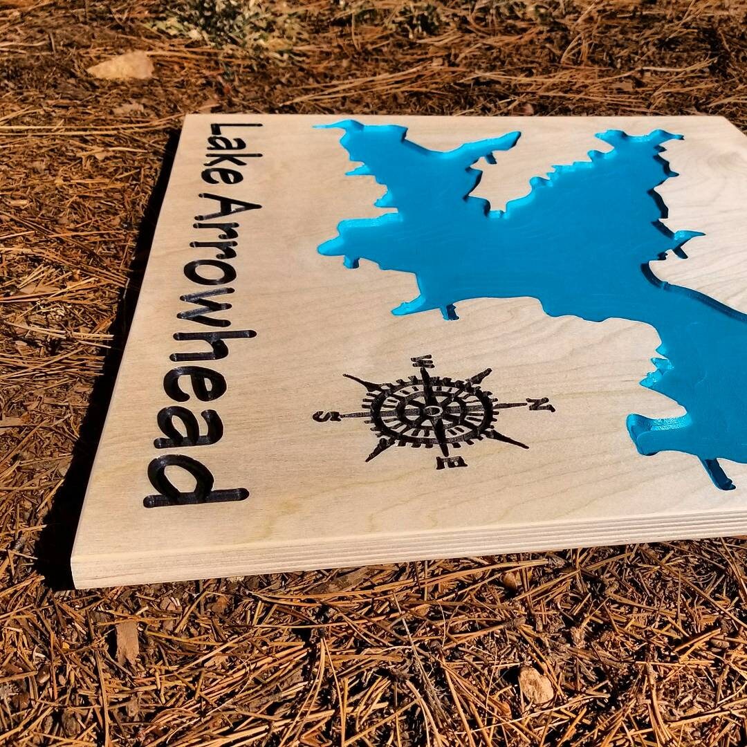 Lake Arrowhead Map Carved Sign Wall Decor | Etsy