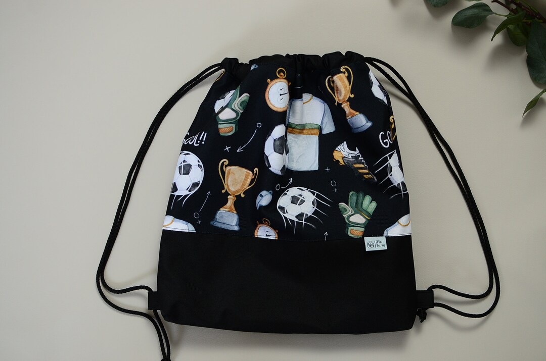 Kids Drawstring Bag Football | Waterproof Back to School Bag | Gym Bag ...