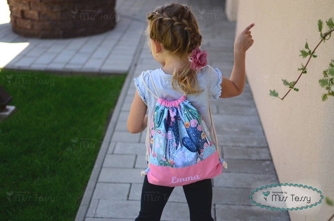 Personalized Kids Drawstring Bag | Waterproof Back to School Bag | Pe ...