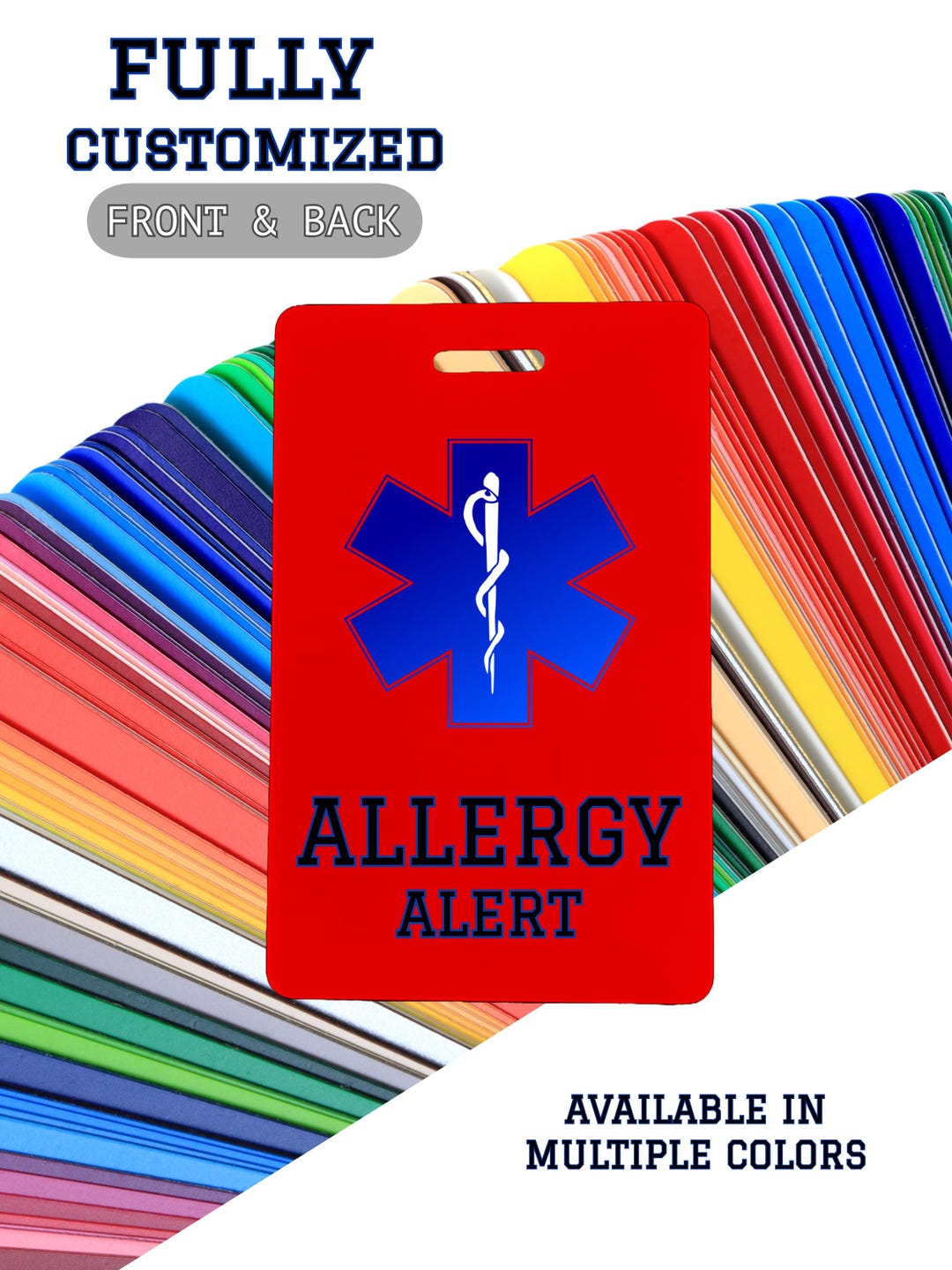 FULLY CUSTOMIZED Allergy Warning ID Card, Allergy Alert Tag - Etsy
