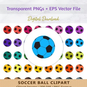 100 Soccer Ball Clipart Football Clip Art Rainbow Colors | Etsy