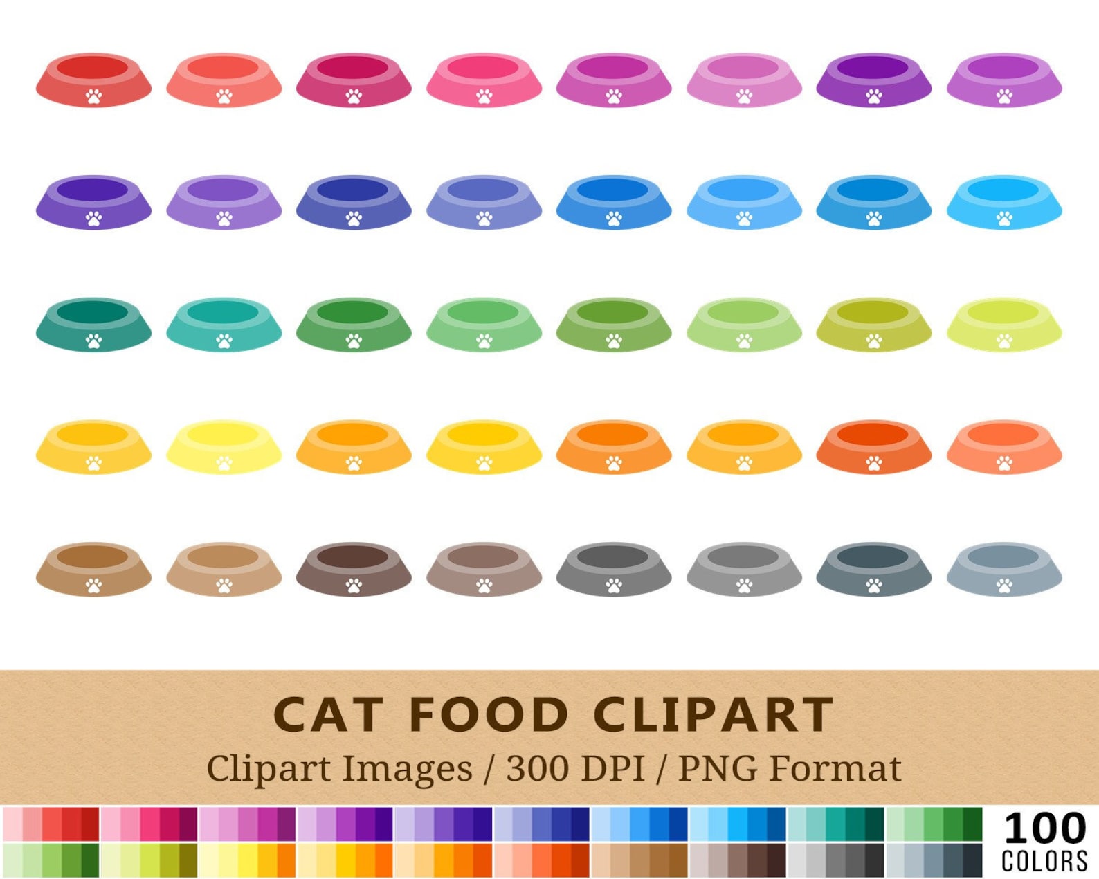 100 Cat Food Clipart, Puppy Pet Food Clip Art, Rainbow Planner ...