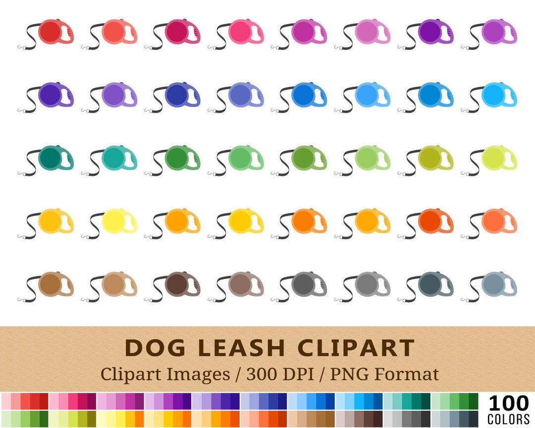 100 Dog Leash Clipart, Dog Walk Clip Art, Rainbow Colors, Planner ...