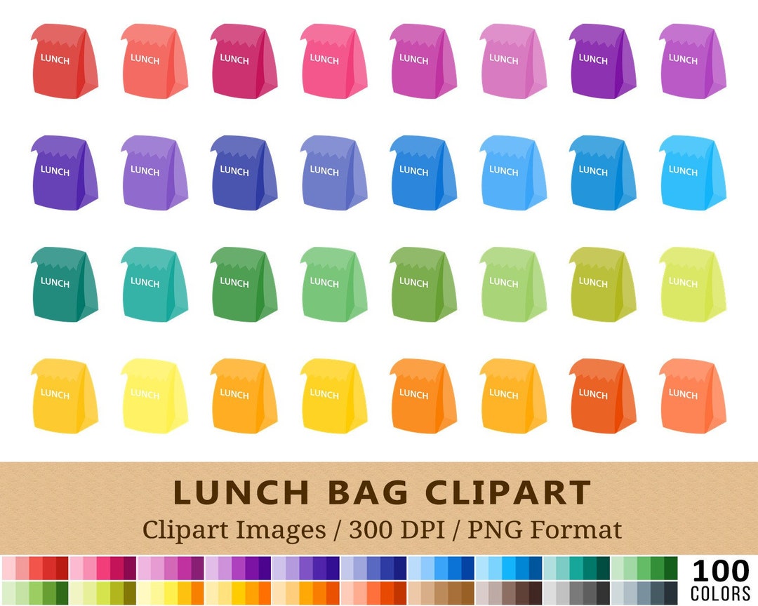 100 Lunch Bag Clipart, Food Clip Art, Rainbow Meal Planner Printable ...