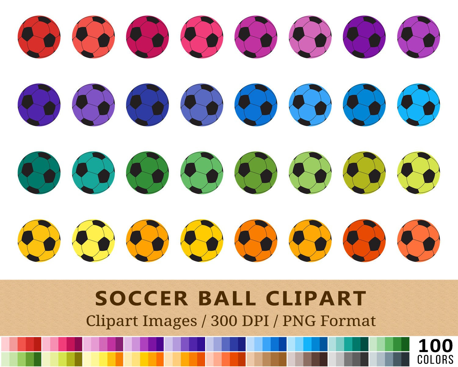 100 Soccer Ball Clipart, Football Clip Art, Rainbow Colors, Sports ...