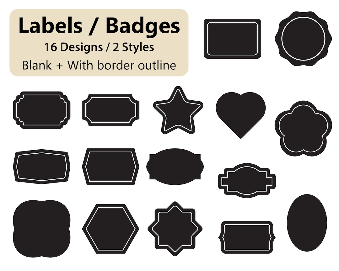 32 Printable Pantry Labels, Black Badges, 16 Designs in 2 Styles ...